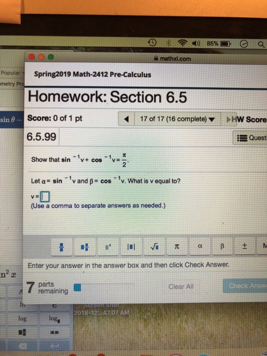 Solved mathxd.com PopularSpring2019 Math-2412 Pre-Calculus | Chegg.com