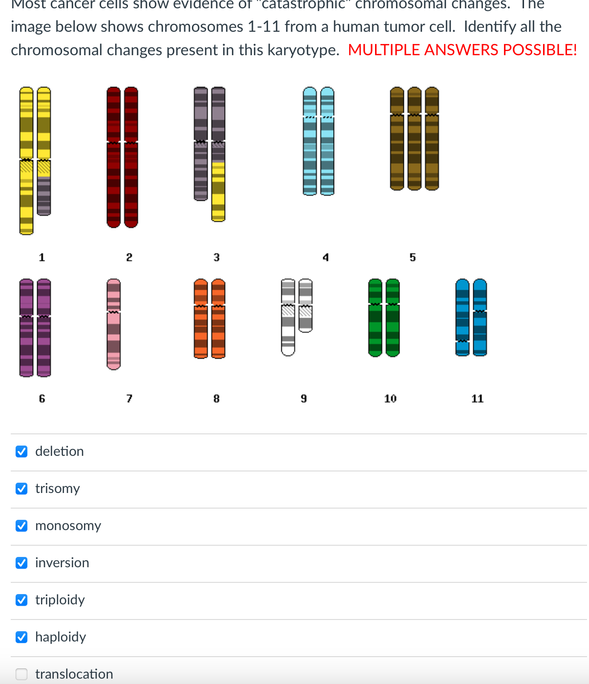 Solved Most cancer cells snow evidence of "catastrophic" | Chegg.com