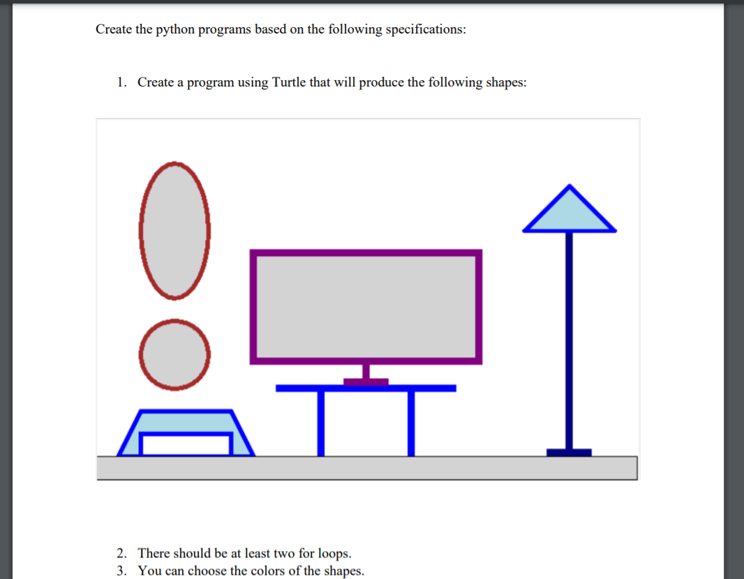 Solved Create the python programs based on the following | Chegg.com