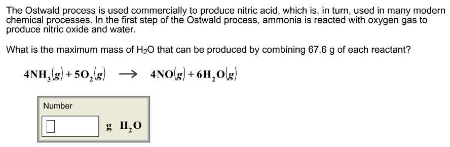 Solved The Ostwald process is used commercially to produce | Chegg.com