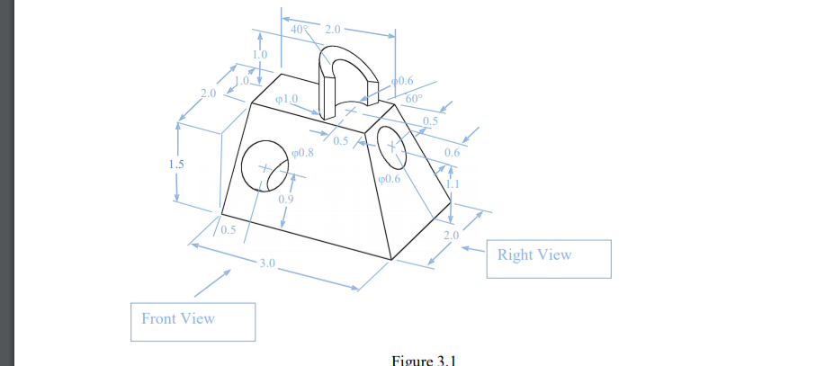 Solved The units on the drawing are inches. Draw top, | Chegg.com