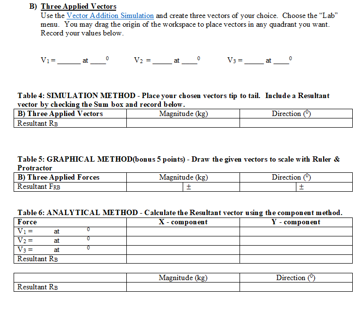 B) Three Applied Vectors Use the Vector Addition | Chegg.com
