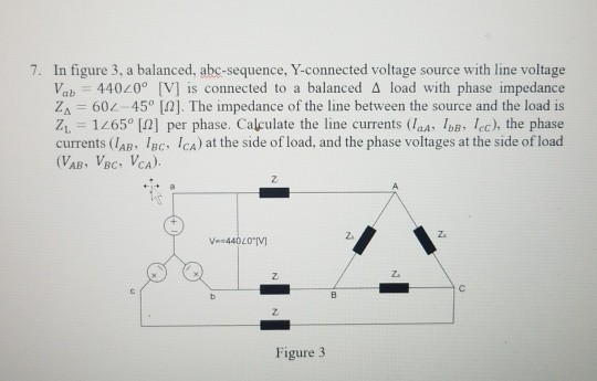 Solved 7. In figure 3, a balanced, abc-sequence, Y-connected | Chegg.com