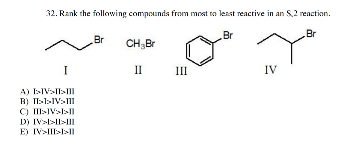 Solved 32 Rank The Following Compounds From Most To Least