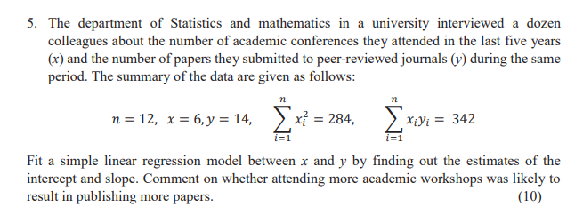 Solved 5. The department of Statistics and mathematics in a | Chegg.com