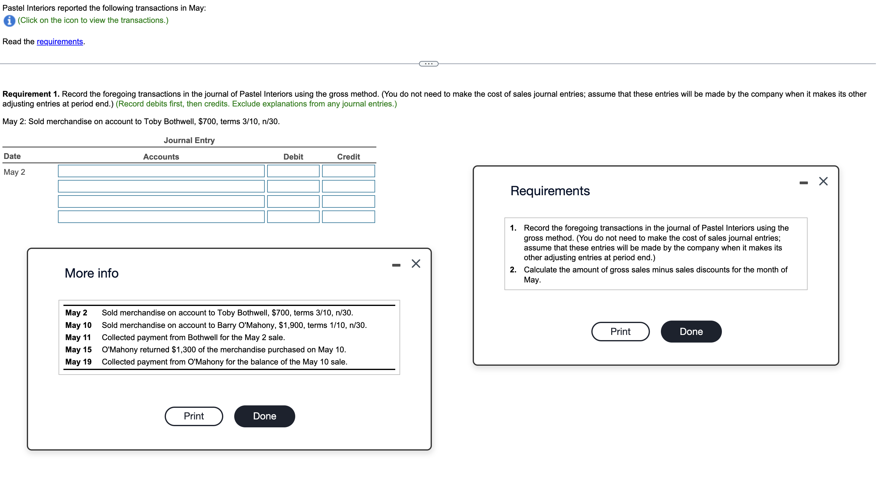 Solved Pastel Interiors reported the following transactions | Chegg.com