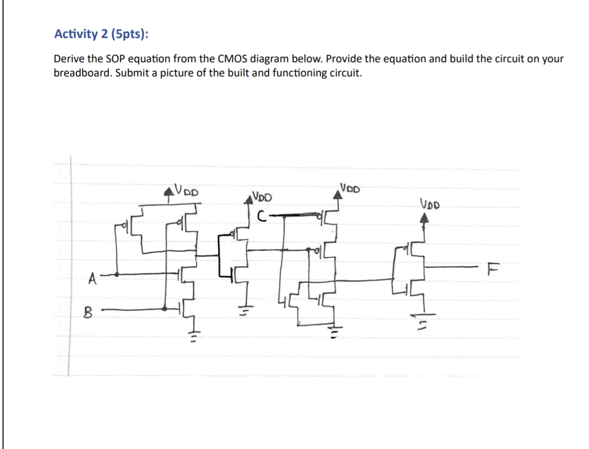 Derive the SOP equaƟon from the CMOS diagram below. | Chegg.com Derive the SOP equaƟon from the CMOS diagram below. | Chegg.com