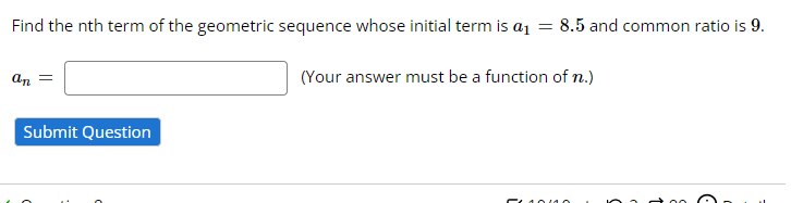 Solved Find the nth term of the geometric sequence whose | Chegg.com