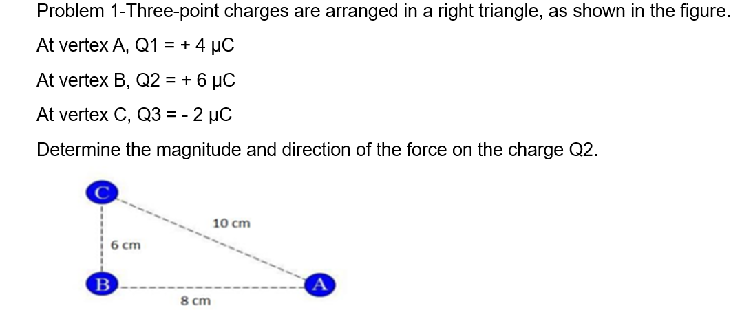 Solved Problem 1-Three-point charges are arranged in a right | Chegg.com