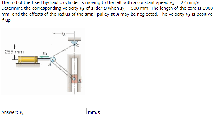 Solved The rod of the fixed hydraulic cylinder is moving to | Chegg.com