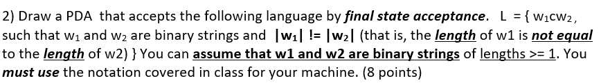 Solved 2) Draw a PDA that accepts the following language by | Chegg.com