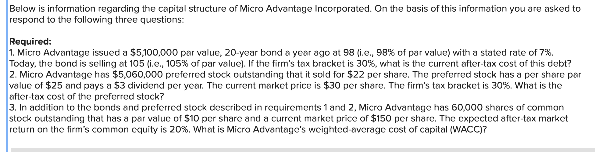 Solved Below is information regarding the capital structure | Chegg.com