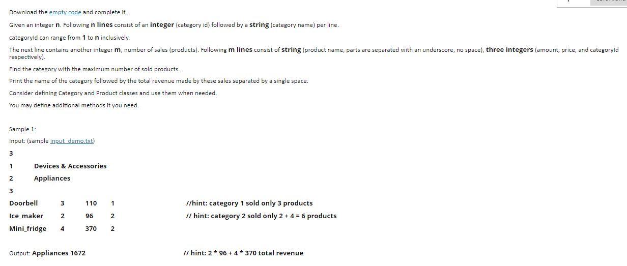 Solved Download the empty code and complete it. Given an | Chegg.com