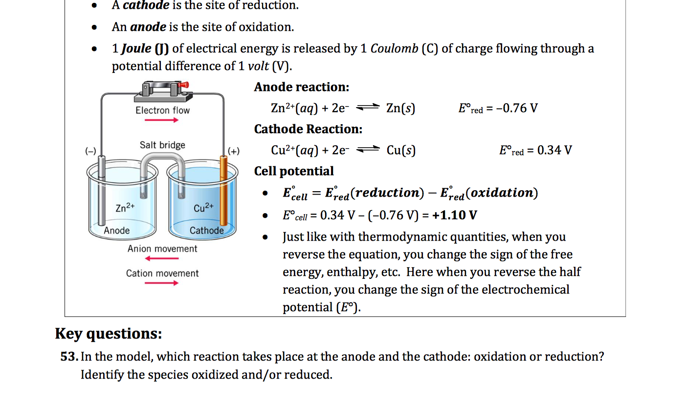 Solved A cathode is the site of reduction. An anode is the | Chegg.com