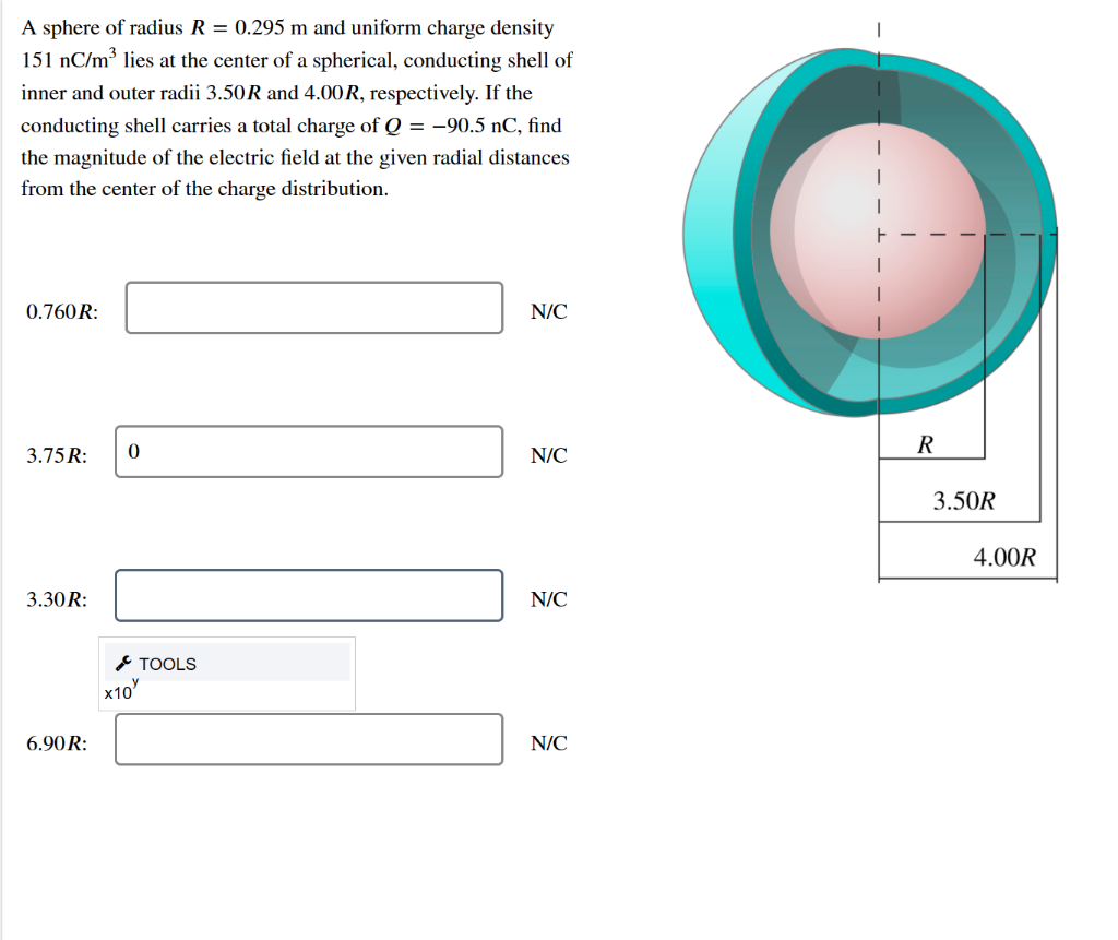 Solved A sphere of radius R = 0.295 m and uniform charge | Chegg.com