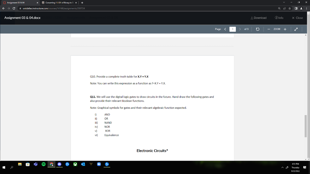 Solved Q10 Provide A Complete Truth Table For Xy Yx 6268