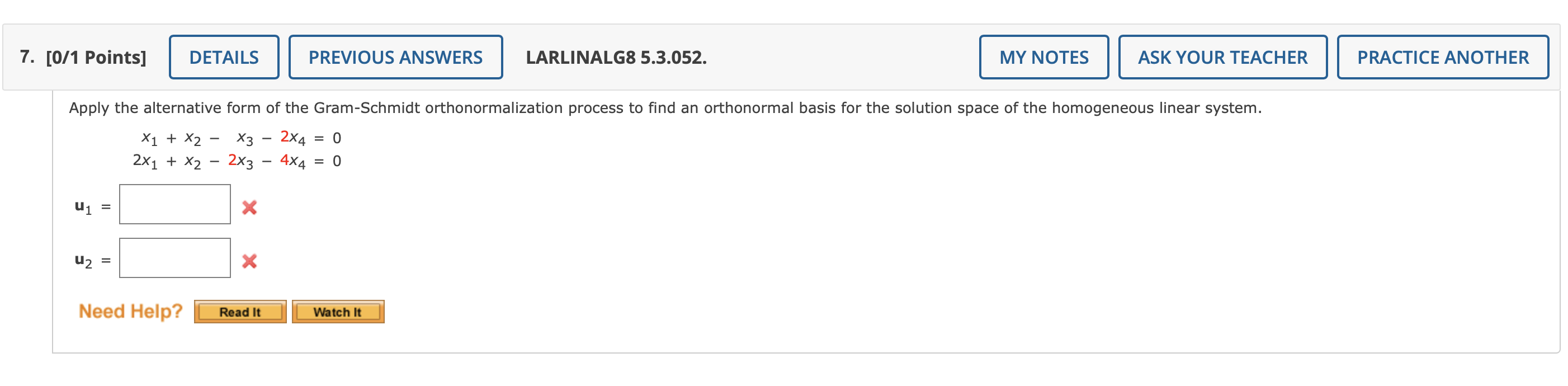 Solved [0/1 Points] LARLINALG8 5.3.052. Apply the | Chegg.com