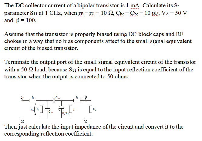 Solved The DC collector current of a bipolar transistor is 1 | Chegg.com