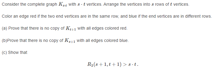 Solved Consider the complete graph Ks-t with S - t vertices. | Chegg.com