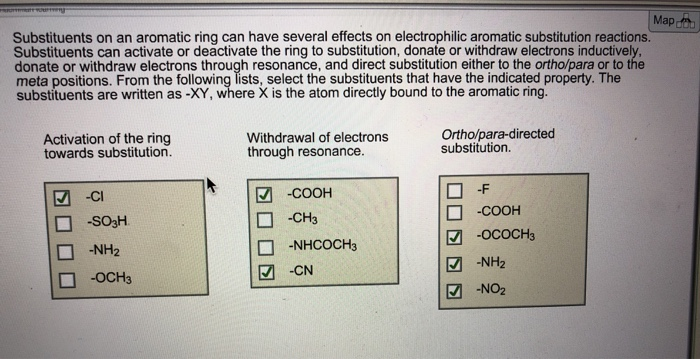 Solved Map Substituents on an aromatic ring can have several | Chegg.com