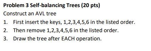 Solved Problem 3 Self-balancing Trees (20 pts) Construct an | Chegg.com