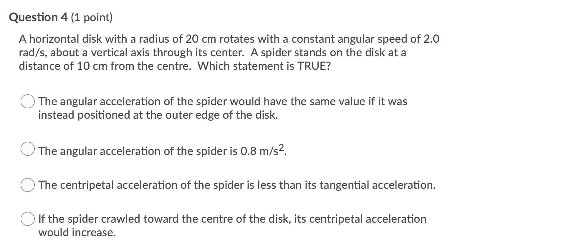 Solved Question 4 (1 point) A horizontal disk with a radius | Chegg.com