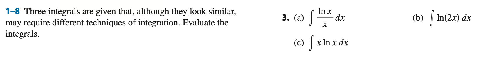 Solved 1-8 Three integrals are given that, although they | Chegg.com