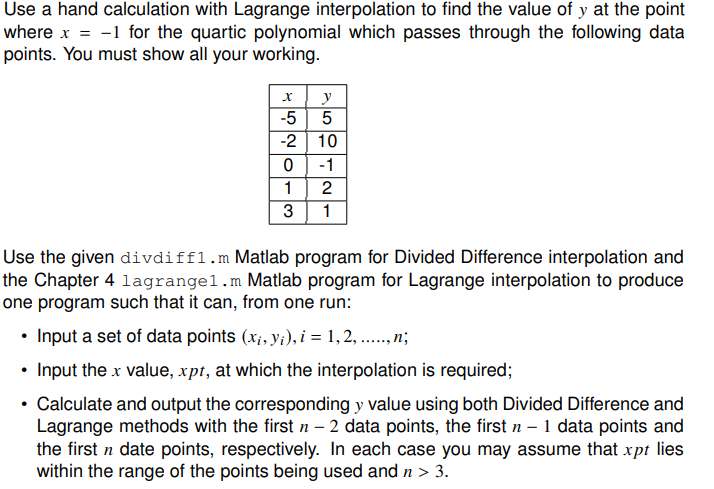 Solved Use a hand calculation with Lagrange interpolation to | Chegg.com