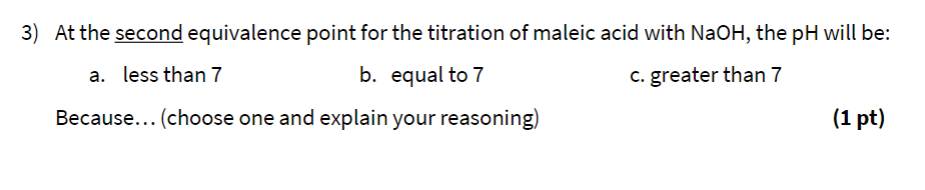 Solved 3) ﻿At the second equivalence point for the titration | Chegg.com