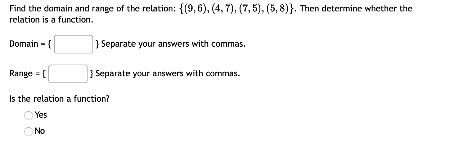 Solved Find the domain and range of the relation: | Chegg.com