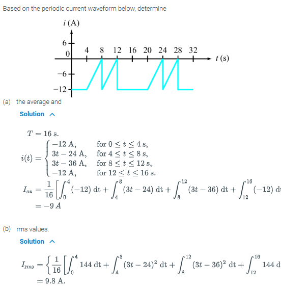 Solved Based on the periodic current waveform below, | Chegg.com