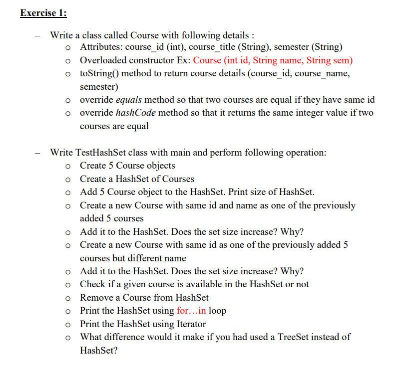 Solved - Write a class called Course with following details | Chegg.com