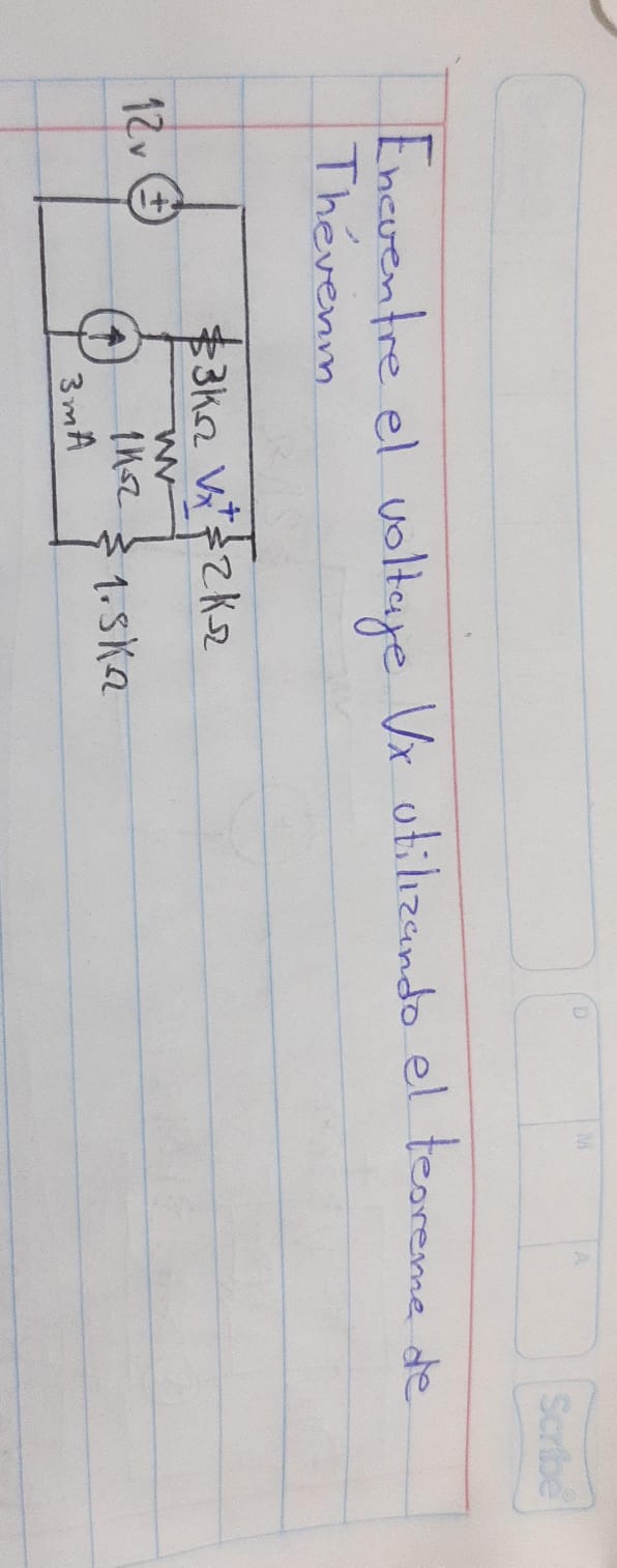 Solved Eneventre el voltaje Vx utilizando el teoreme de | Chegg.com