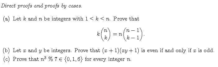 Solved Direct proofs and proofs by cases. (a) Let k and n be | Chegg.com