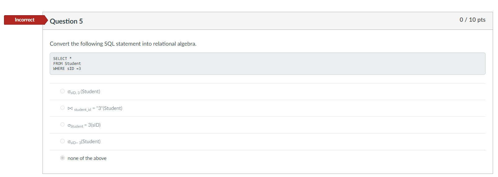 Solved Convert the following SQL statement into relational | Chegg.com