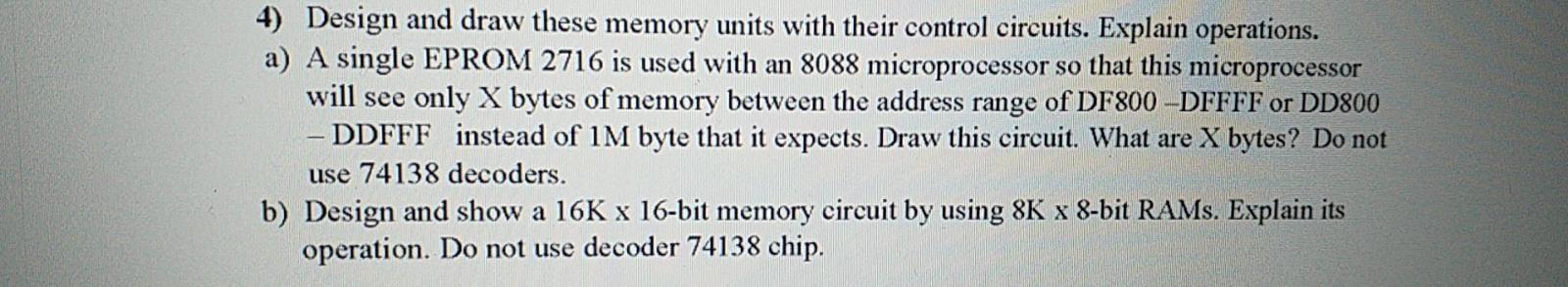 Solved 4) Design and draw these memory units with their | Chegg.com