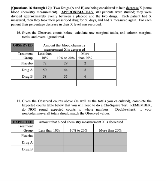 Solved IQuestions 16 through 19): Two Drugs (A and B) are | Chegg.com