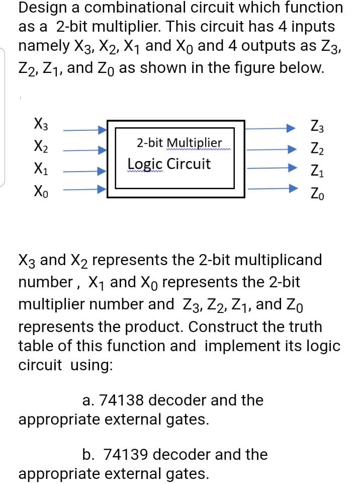 Solved Design a combinational circuit which function as a | Chegg.com