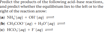 Solved Predict the products of the following acid-base | Chegg.com