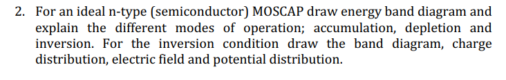 Solved 2. For an ideal n-type (semiconductor) MOSCAP draw | Chegg.com