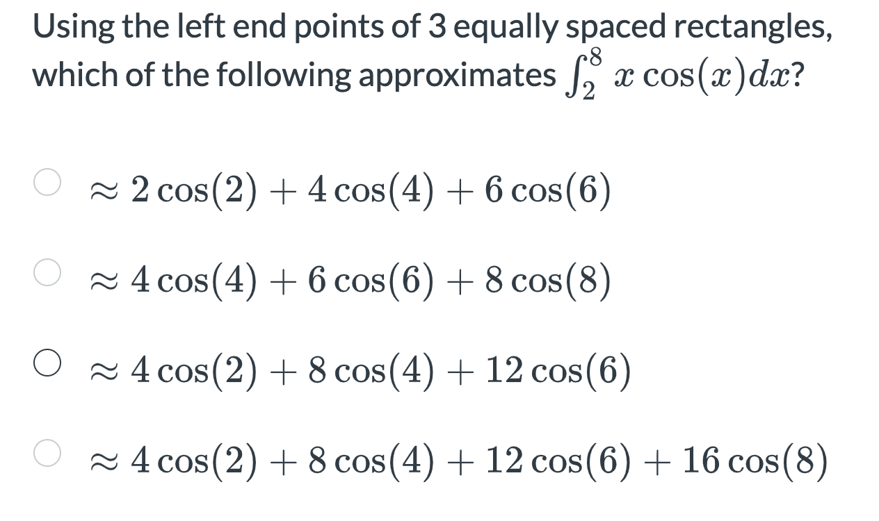 Solved Using the left end points of 3 equally spaced | Chegg.com