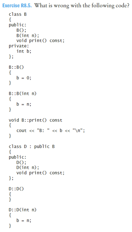 Solved Exercise R8.5. ﻿What is wrong with the following | Chegg.com