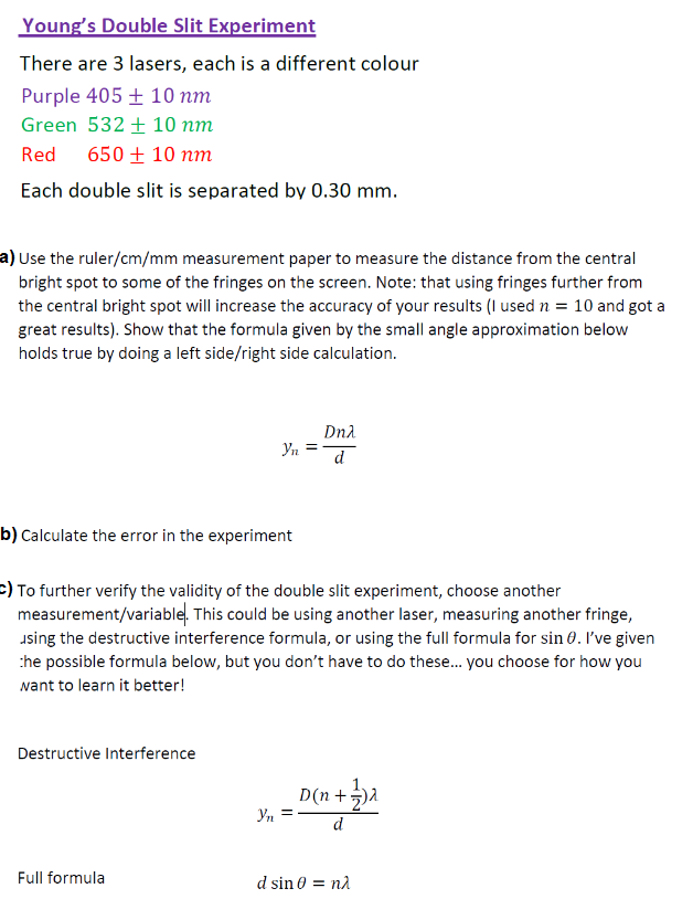 Solved I need help with Thomas Young's double | Chegg.com