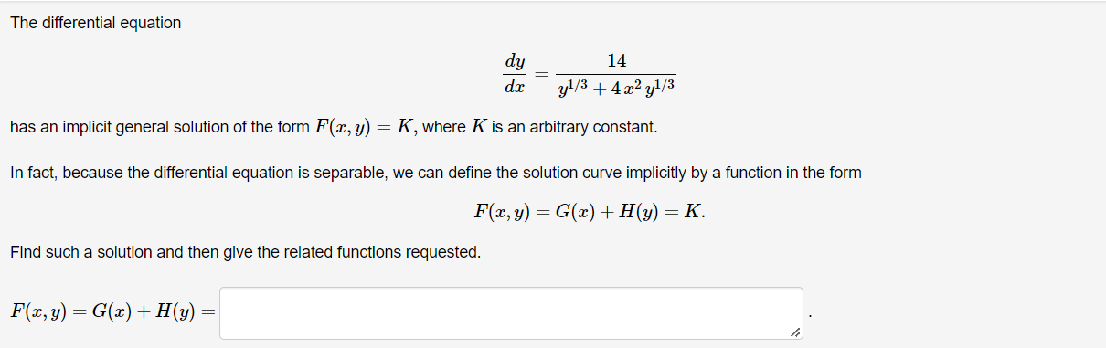 Solved The differential equation has an implicit general | Chegg.com