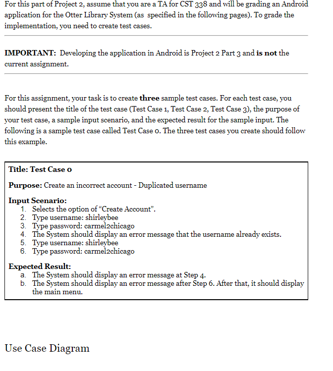 Solved Please follow Example Test Case 0, and create 3 test | Chegg.com
