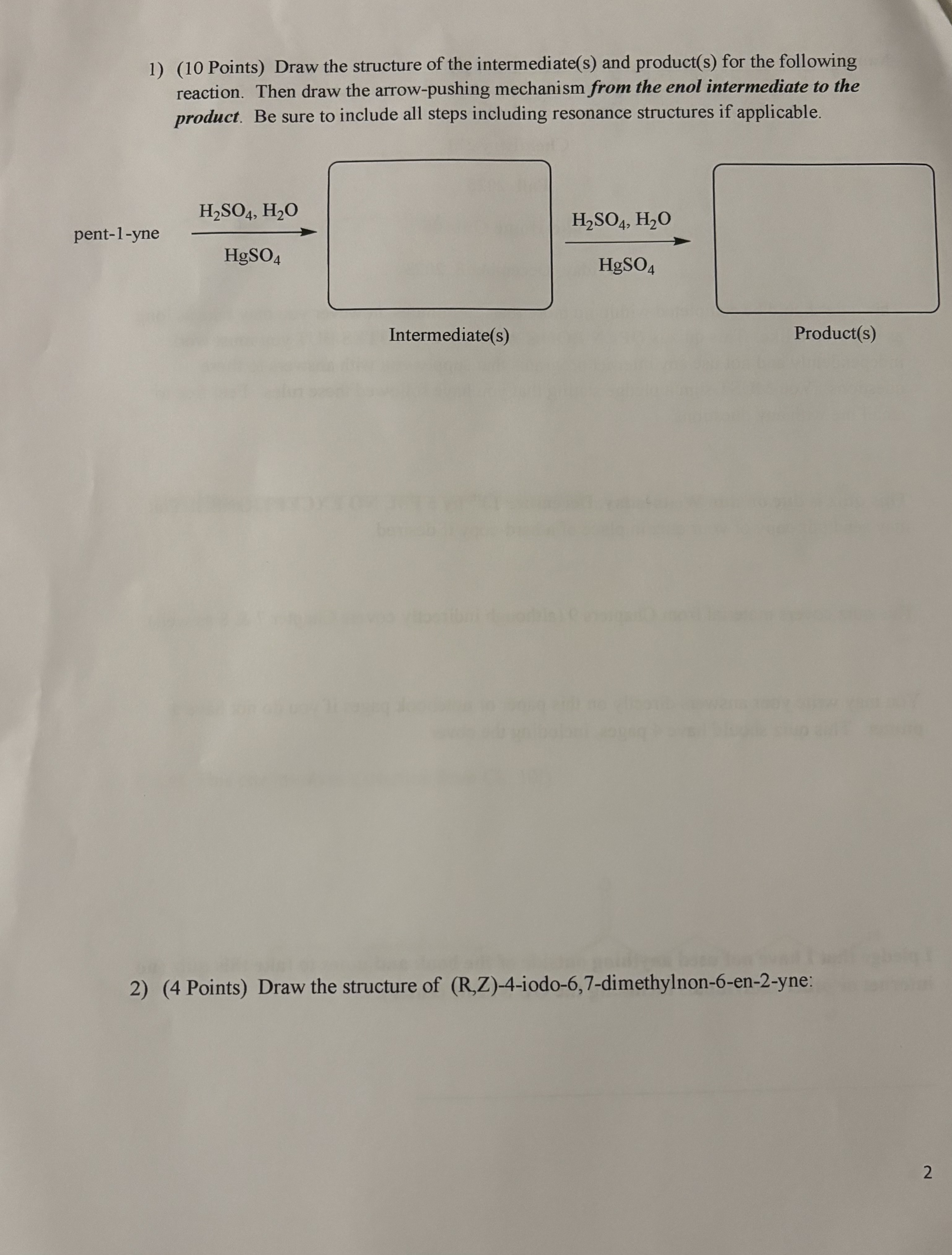 Solved 1) (10 Points) Draw the structure of the | Chegg.com