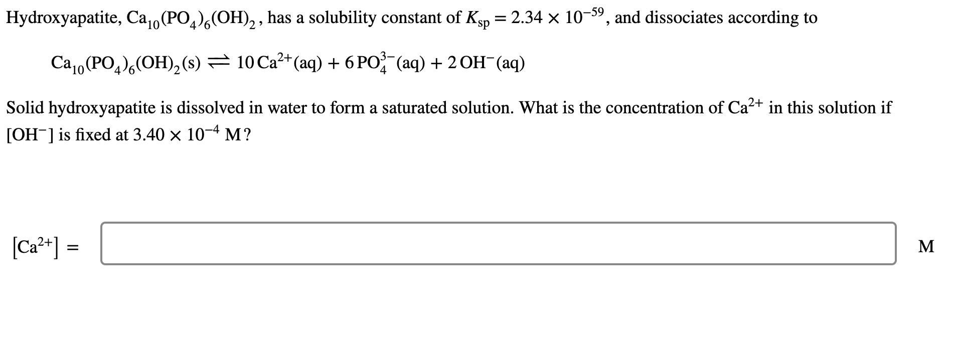 Solved Hydroxyapatite, Ca,(PO2)6(OH)2, has a solubility | Chegg.com