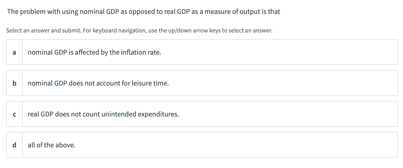 Solved The problem with using nominal GDP as opposed to real | Chegg.com