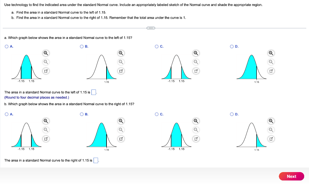 Solved Use technology to find the indicated area under the | Chegg.com