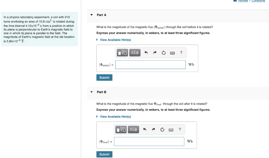 Solved Review Constants Part A In a physics laboratory | Chegg.com